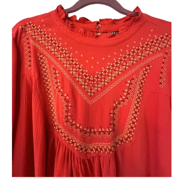 torrid | Tops | Torrid Red Embroidered Blouse | Poshmark